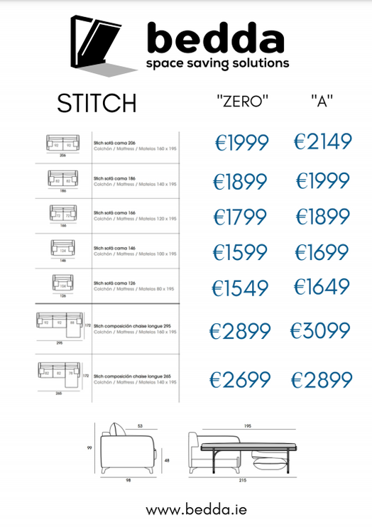 Stitch Sofa Bed bedda space saving furniture solutions Ireland — Bedda